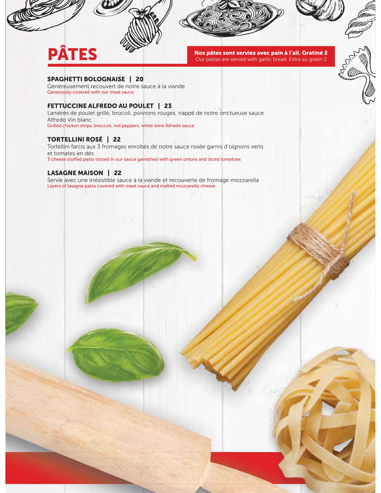 SECTION main menu (with tabs) en - Restaurant Frérot Gatineau