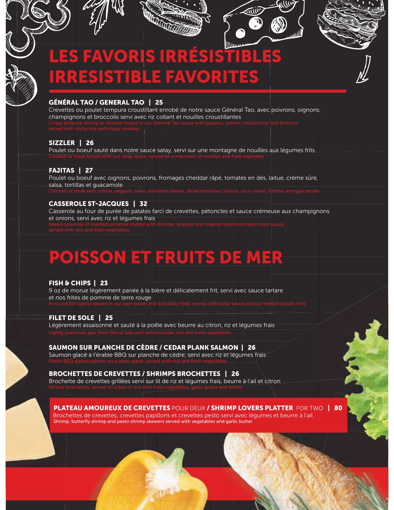 SECTION main menu (with tabs) en - Restaurant Frérot Gatineau